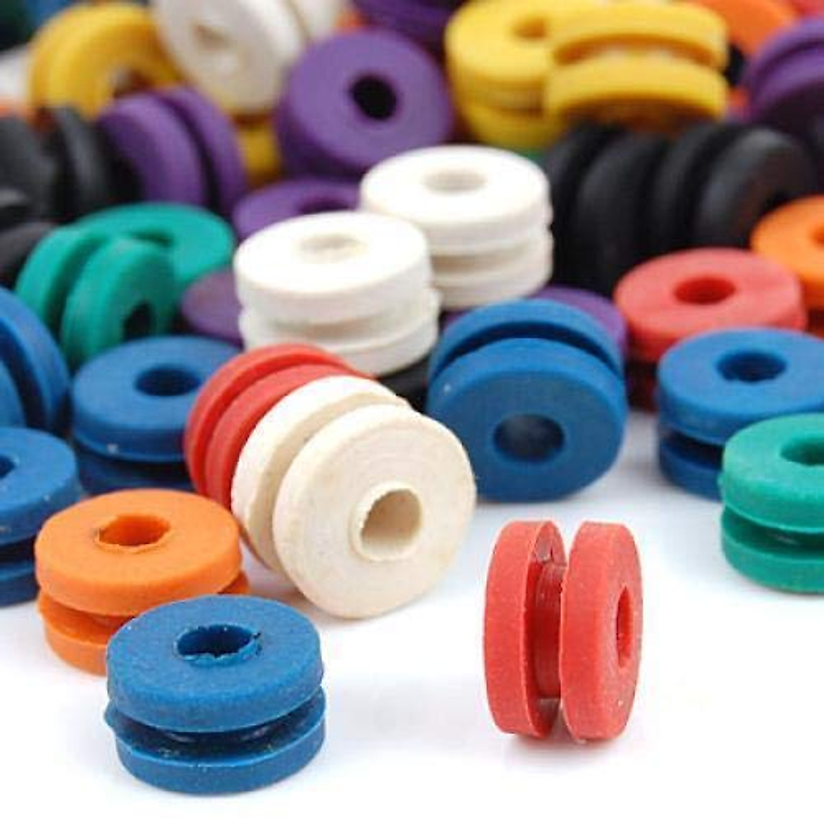 Onwon 200 Pieces Tattoo Needle Machine Grommets Double Grommets Tattoo Machine Parts A-bar Nipple Supply Mix Colors