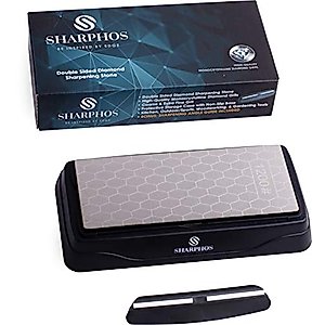 SHARPHOS Double Sided Diamond Sharpening Stone Plate Knife Sharpener Honing Polishing 6 Inch x 2.5 Inch (600/1200 Grit)