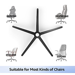 MASTERY MART Office Chair Base Replacement Heavy Duty, Metal Desk Chair Base Replacement Parts with Universal Gas Cylinder Hole and Casters Sockets, 2400+Lbs, Diameter 28", Matte Black