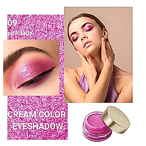 Oulac Hot Pink Glitter Eyeshadow Highly Pigmented Eye Shadow Waterproof & Long Lasting for Women with Moisturizing Smooth Formula. Multi-use for Highlighter, Shimmer Glitter Eye Makeup. Large Capacity 0.42 oz.(09)