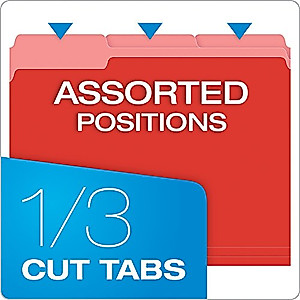 Pendaflex Two-Tone Color File Folders Letter Size - 100 Pack of 12 Assorted Colors Folders for Documents - 1/3-Cut Tabs