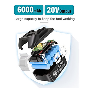 APTOOLER Replacement for Makita 18V Battery 6.0Ah 4/pk Compatible with Makita BL1815 BL1830 BL1835 BL1840 BL1850 BL1860 18volt Battery