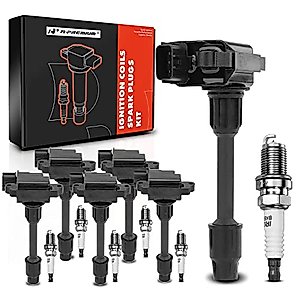 A-Premium Set of 6 Ignition Coil Pack and Iridium Spark Plugs Compatible with Nissan Maxima 1995-1999 & Infiniti I30 1996-1997 3.0L, Replace# 2244831416