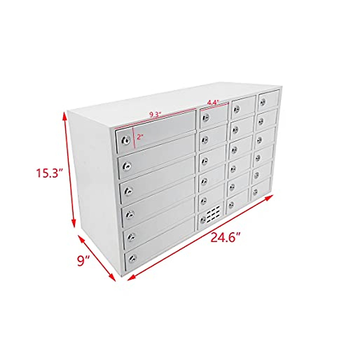 FixtureDisplays® 24-Slot Cellphone USB Charging Station Lockers Assignment Mail Slot Box  24 W x 15 H x 9" D Big (8.2") and Small (4.4") Slots 15255
