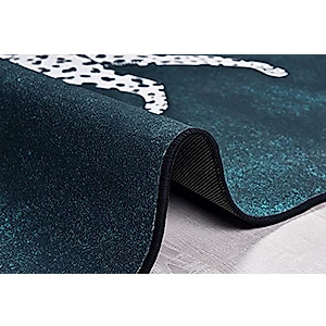 Abstract Liquid Styled Emerald Green Gold 6x8 Area Rug for Living Room Contemporary Art Decor Dining Room Playroom Carpet Soft Washable Home Office Entryway Runner Rugs