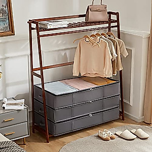 Lifewit 6 Packs Under Bed Storage Containers, Large Capacity Blanket Storage Bags with Reinforced Handles, Organization and Storage for Clothes, Sheets, Towels, Bedroom, Closet, College Dorm, Grey