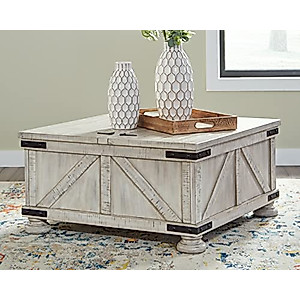 Signature Design by Ashley Carynhurst Casual Cocktail Table with Storage, Whitewash