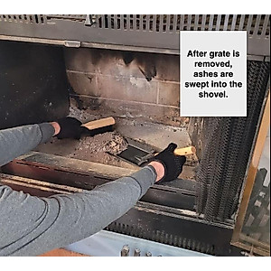 Mini Ash Bucket with Shovel, Gloves and Hand Broom, 1.5-Gallon Pail with Lid, Metal Bucket Coal and Ash Carrier Wood Pellet Storage Container Tool Set for Fireplace Fire Pit, Iron Ash Stove