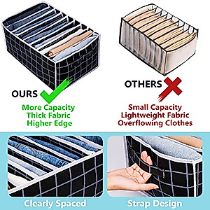 TOOVREN [Upgraded] Wardrobe Clothes Organizer Dense 23 Wires Clothing Organizer Drawer 9 Grids, Deeper Jean Storage Leggings Pants, Foldable Sweater Organizer for Closet Shelf Bedroom (1PCS)
