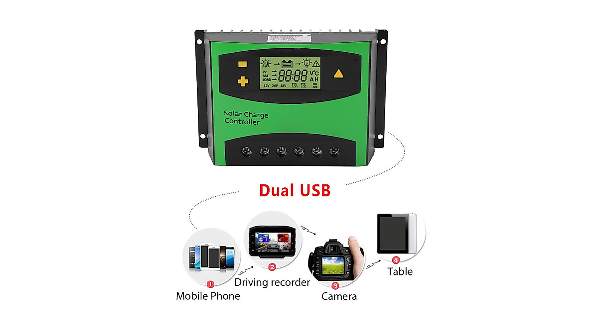 Efficient Solar Charge Controller 60A LCD Display for Home RV