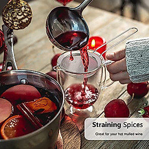 D Fine Mesh Strainer, Stainless Steel Sieve Sifter with Handle, Small Metal Strainer for Loose Tea, Juice, Drink, Herbs, Mini Sifter for Flour, Matcha, Kitchen, Baking, 3-Inch