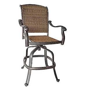 Santa Clara Outdoor Patio Set 6pc Swivel Barstools 30" H Dark Bronze Cast Aluminum