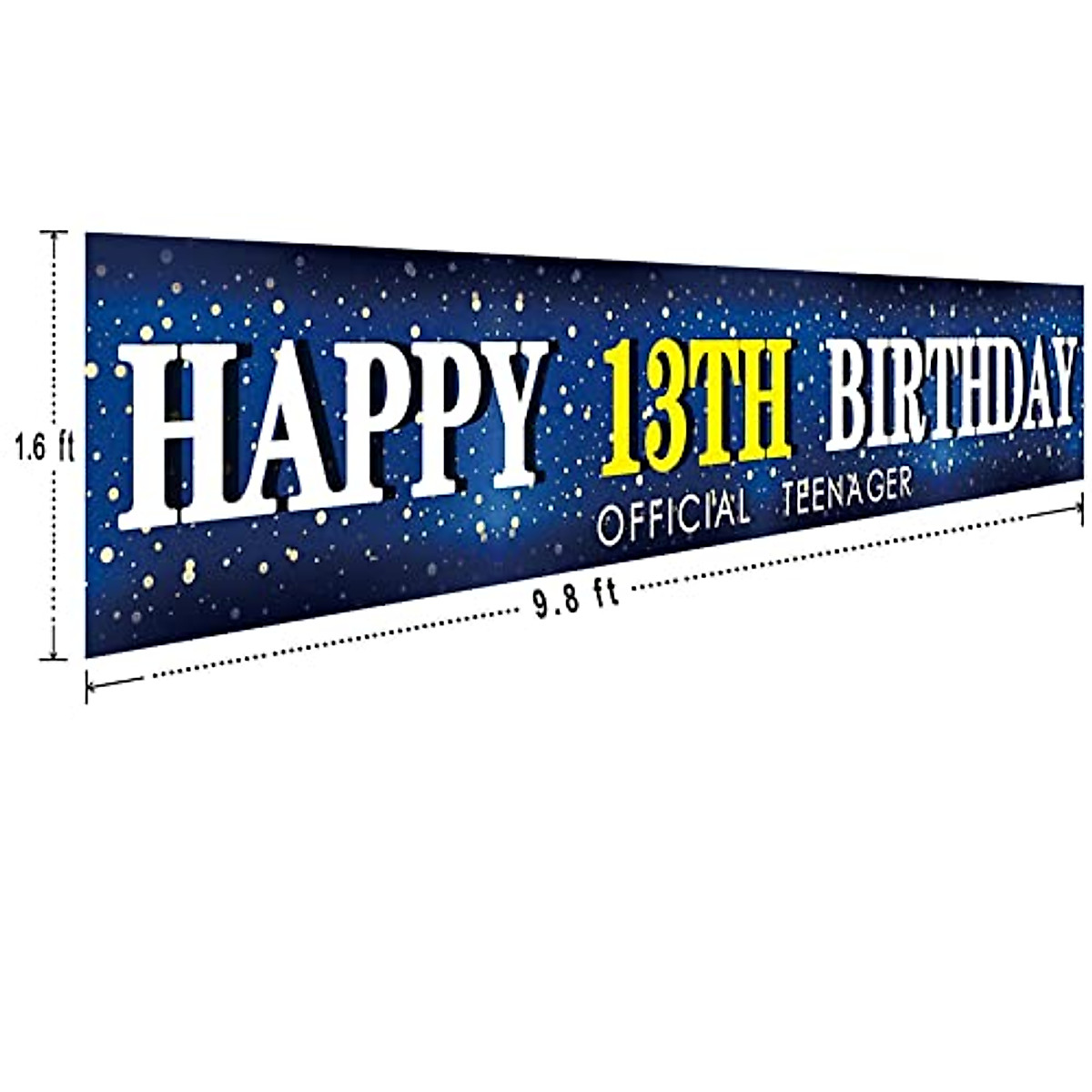 Large Blue Happy 13th Birthday Banner Huge Official Teenager Sign 13th Bday Party Sign for Yard Garden 13th Blue Birthday Party Decoration 13th Birthday Party Photo Backdrop Outdoor (9.8 x 1.6 feet)
