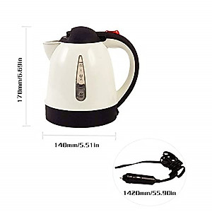 Car Kettle Electric Kettle Camping 12V 1000ml Coffee Maker Water Boiler Portable Travel Car Truck Kettle Hot Water Heater Bottle for Tea Coffee Making Cigarette Lighter Heating Cup, 150W