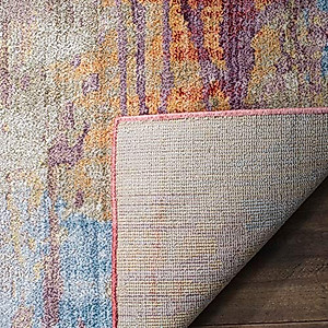 SAFAVIEH Bristol Collection 6' x 9' Blue / Rust BTL354F Boho Modern Abstract Area Rug