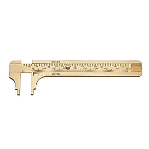 WREOW Brass Caliper 100mm / 4 inch Gauge Vernier Pocket Caliper for Bead Wire Jewelry Measuring (Double Scale)