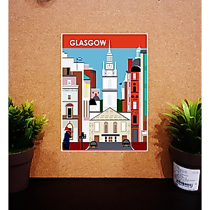 Scotland Fridge Magnet Edinburgh SET 1 Art Souvenir Gift Vintage Retro 2x3" (15 Glasgow)