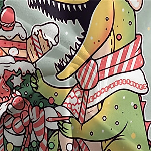 LENTLY Cartoon Dinosaur 3D Print Bedding Set Soft Microfiber Quilt Covers 3 Pieces Christmas Theme Comforter Cover with Pillowcase for Childrens and Adults Duvet Cover Twin（173x218cm）