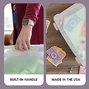 IRIS USA Portable Board Game Organizer Plastic Project Storage Case Box with Snap-Tight Latch, 10-Pack, Fits 8.5" x 11" Papers, for Games Puzzle Magazine A4 Paper Craft Hobby Art Supplies, Slim,Clear