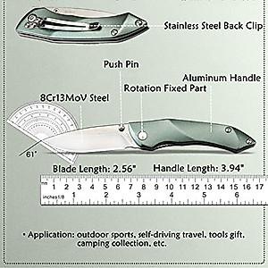 2 Pack Pocket Knife Folding, 8cr13mov Stainless Steel Blade and Aluminum Handle / Rosewood Handle, EDC Tool Knife Tactical Knife, Great for Camping Hunting Hiking, with Belt Clip