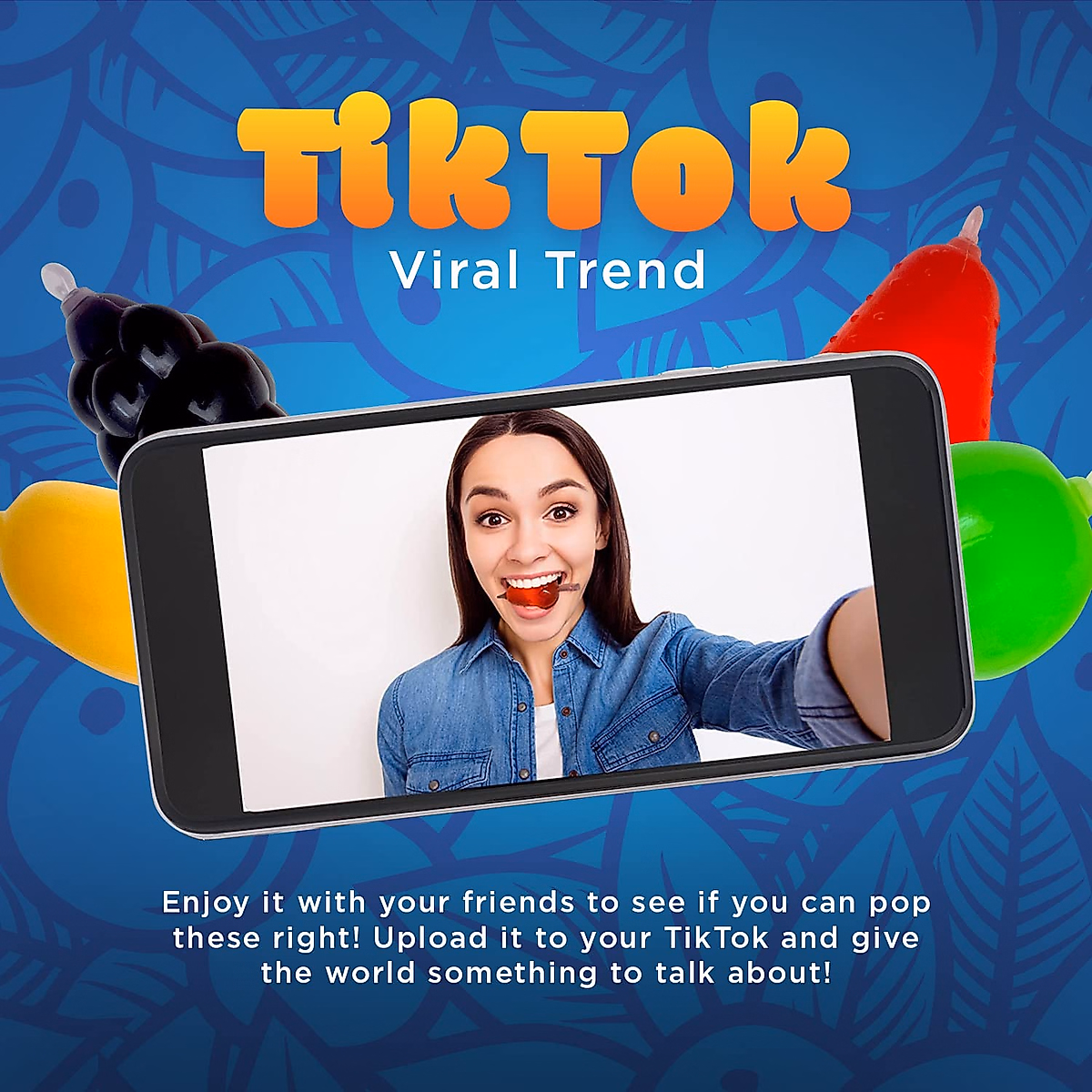 Funtasty Fruit Squeezable Jellies - 40 Count Jar - Tik Tok Candy - Assorted Flavors