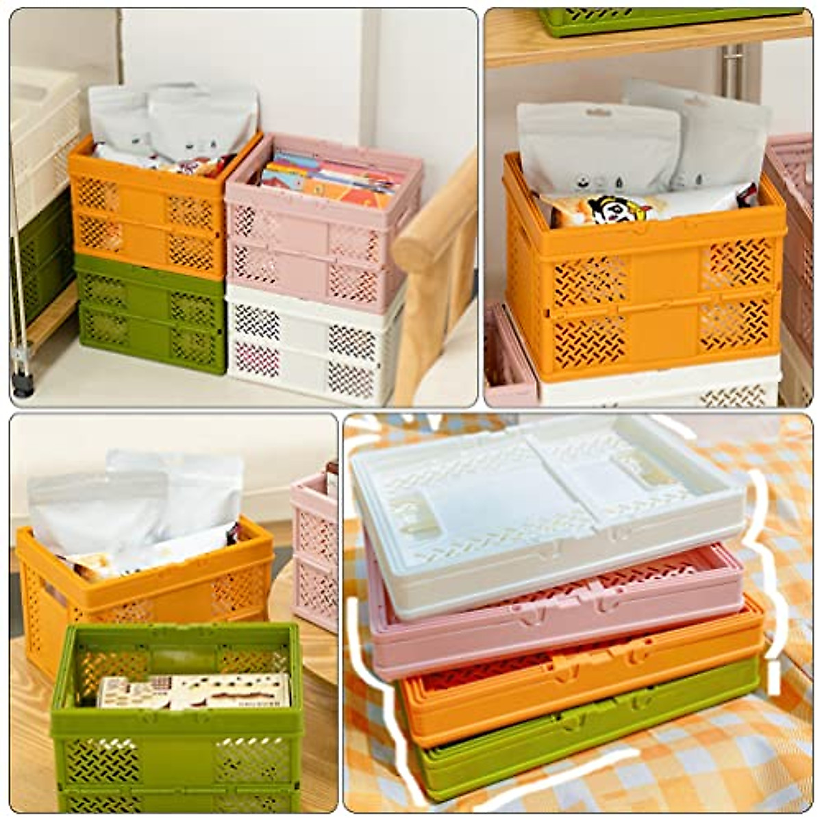 Yardwe Multi-Functional Storage Basket Home Use Sundries Clothes Storage Box Portable Plastic Basket (Orange)