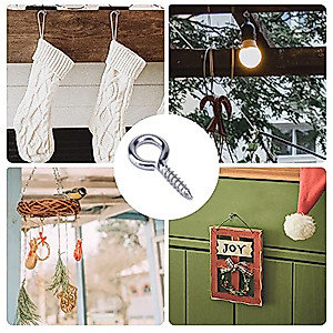 Muzata 50pack 1 15/32’’ M4 Screw Eye Hook Wood Screws Metal Hook T316 Stainless Steel for Wood Securing Cable Wire Terminal Ring Eyelet Self Tapping Eye Bolt Indoor Outdoor CN20 HN2