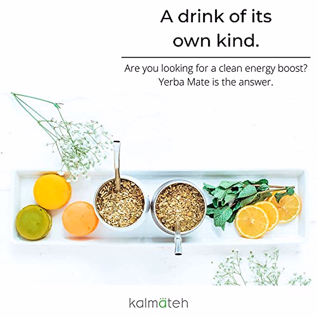 Kalmateh Yerba Mate Gourd Set - Traditional Modern Mate Cup Includes Bombilla Filter Straw and Cleaning Brush- Double Walled Stainless Steel (Turquoise, 8.6 oz)