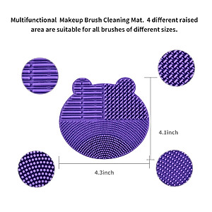 Silicon Makeup Brush Cleaner Mat with Brush Drying manual Make up brush cleaner cleanser machine Cosmetic Brush Cleaning Pad+Makeup Brush Dry Cleaned Quick Color Removal Sponge Scrubber Tool(Green)