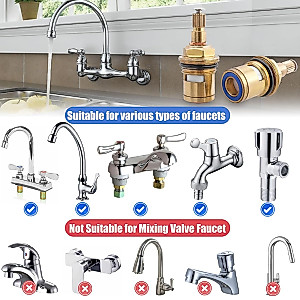 Wolfride 2Pcs Faucet Cartridge Replacement, 20 Teeth G1/2" Brass Ceramic Stem Disc Cartridge Cartridge Faucet Valve Hot and Cold for Bathroom Kitchen Faucets