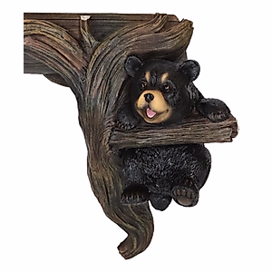 Ebros Whimsical Climbing Black Bears by Tree Branches with Heart Shaped Center Arch Wall Hanging Floating Shelf 13.5" Wide Rustic Bear Family Decorative Cabin Lodge Country Mountain Western Homes