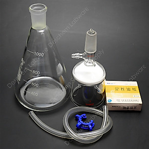 Deschem 1000ml,Suction Filtration Device,200ml Buchner Funnel,1L Erlenmeyer Flask,70mm Filter Paper