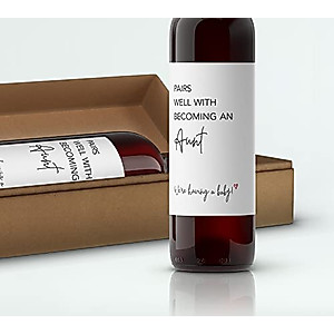 Pairs Well With Becoming an Aunt ● SET of 4 ● GENDER NEUTRAL Pregnancy Announcement Wine Labels, Baby Announcement to Friends Wine Label, Pregnancy Reveal, Alternative to Card from Roseum Collections