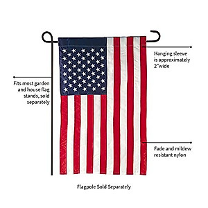 Evergreen American Flag 18-inch x 12.5-inch Garden Size | Heavy Duty Outdoor Premium 310D | Embroidered Stars and Stripes and Quadruple Stitched Edge | USA Residential or Commercial