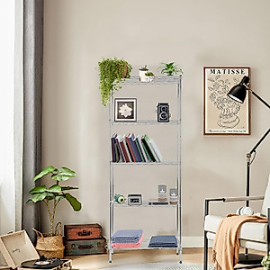 5-Tier Metal Shelves for Storage Wire Shelf Storage Shelves Shelving Unit NSF-Certified,Garage Storage Shelf Metal Shelf Rack Storage Rack Wire Shelving Rack for Restaurant Pantry Kitchen,Chorme