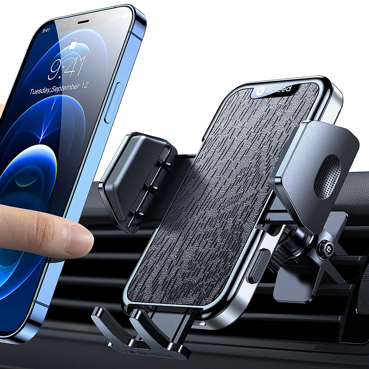 VICSEED [Military Certified] Car Phone Holder Mount, [Strongest Grip & Won't Slip] Air Vent Cell Phone Holder Car Hands Free Easy Clamp Car Vent Phone Mount Fit for iPhone 13 Pro Max Mini All Phones