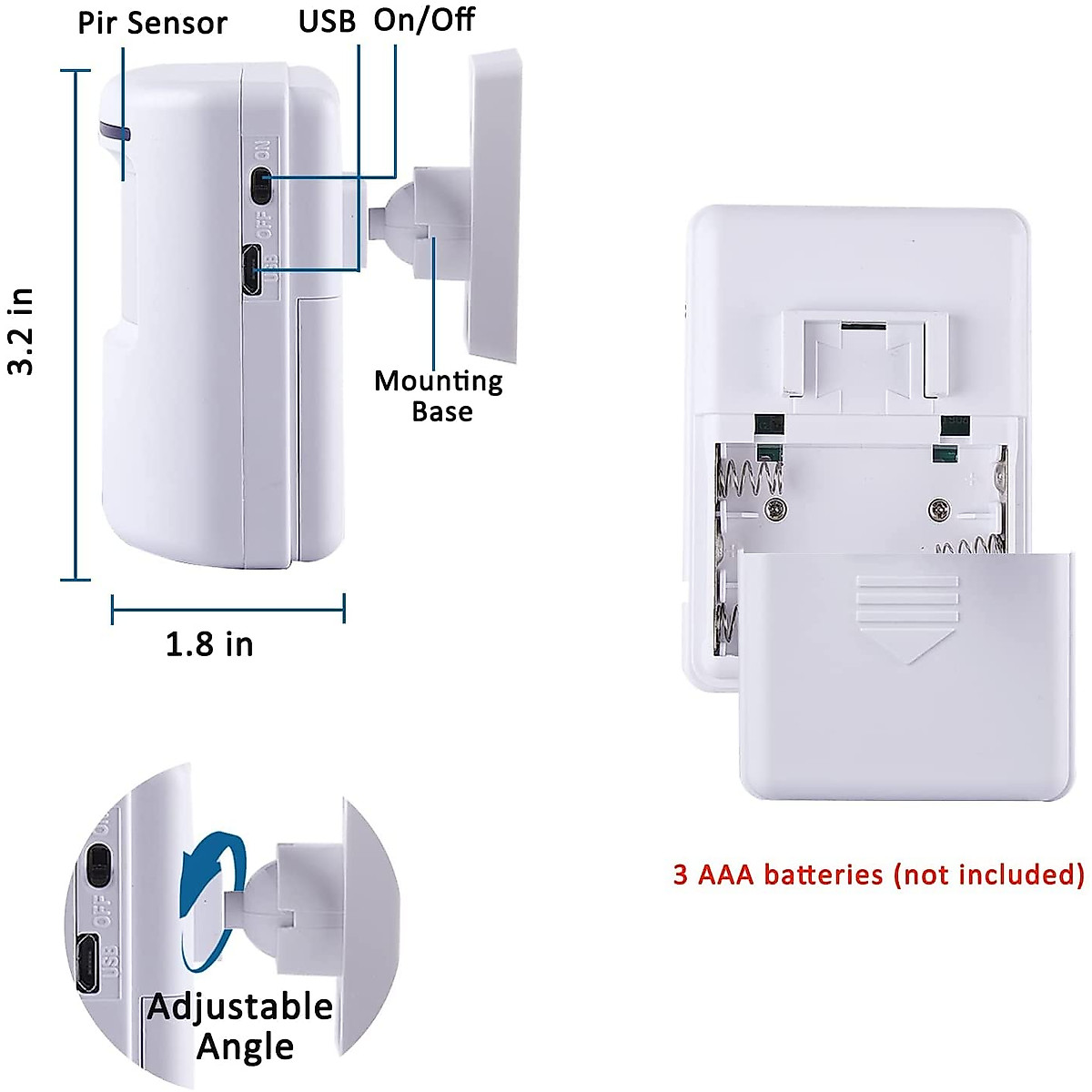BESTOONE Motion Sensor Alarm, Long Range Wireless Driveway Alarm, Indoor Home Security System Electric Doorbells, 4 Motion Detector and 2 Alarm, 38 Chime Tunes, LED Indicator