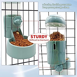 Tfwadmx Rabbit Hanging Auto Food Water Dispenser Pet Cage Suspended Food Water Bowl Chinchilla Gravity Detachable Feeder Waterer Set for Puppy Kitten Bunny Ferrets Guinea Pig (Blue)