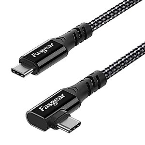 Fasgear USB C to Type C 3.2 Gen 2x2 Cable 3ft,90 Degree 20Gbps 100W Charging Braided 4K Video Monitors Cord Compatible for [Thunderbolt 3/4] M1 Macbook Pro,iPad Pro,Dell Laptops,Samsung Galaxy (Black)