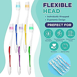 150 Pack Toothbrushes Bulk Travel Toothbrush Kit Disposable Medium Bristle Tooth Brushes Individually Wrapped Toothbrush Soft Toiletries for Travel Hotel Guests Homeless Use, Multi Colors