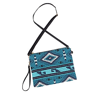 Western Native American Saddle Blanket Crossbody Clutch Bag Purse