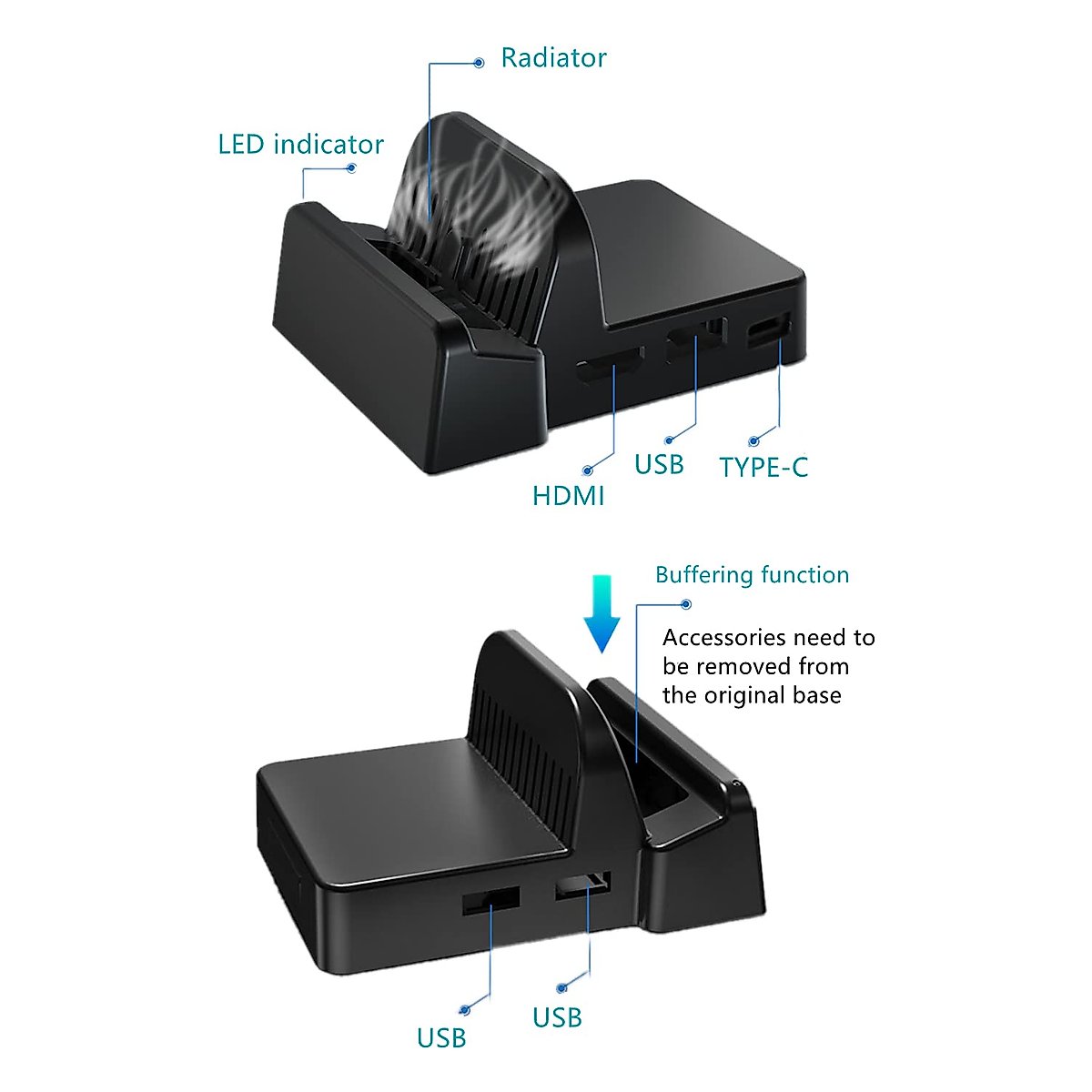 Onyehn Portable Heat Dissipation Base Replacement Shell,DIY Charging Dock Cooling Stand for Nintendo Switch(Only The case,Dock & Circuit Board Chip NOT Included)