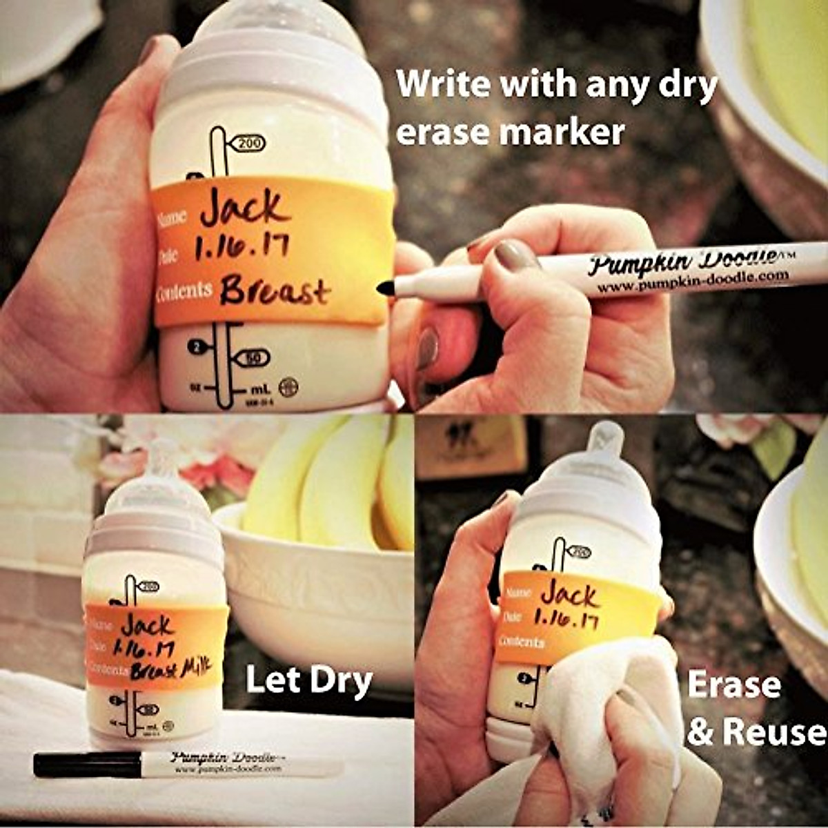 Pumpkin Doodle The Original Write and Reuse Baby Bottle Labels for Daycare