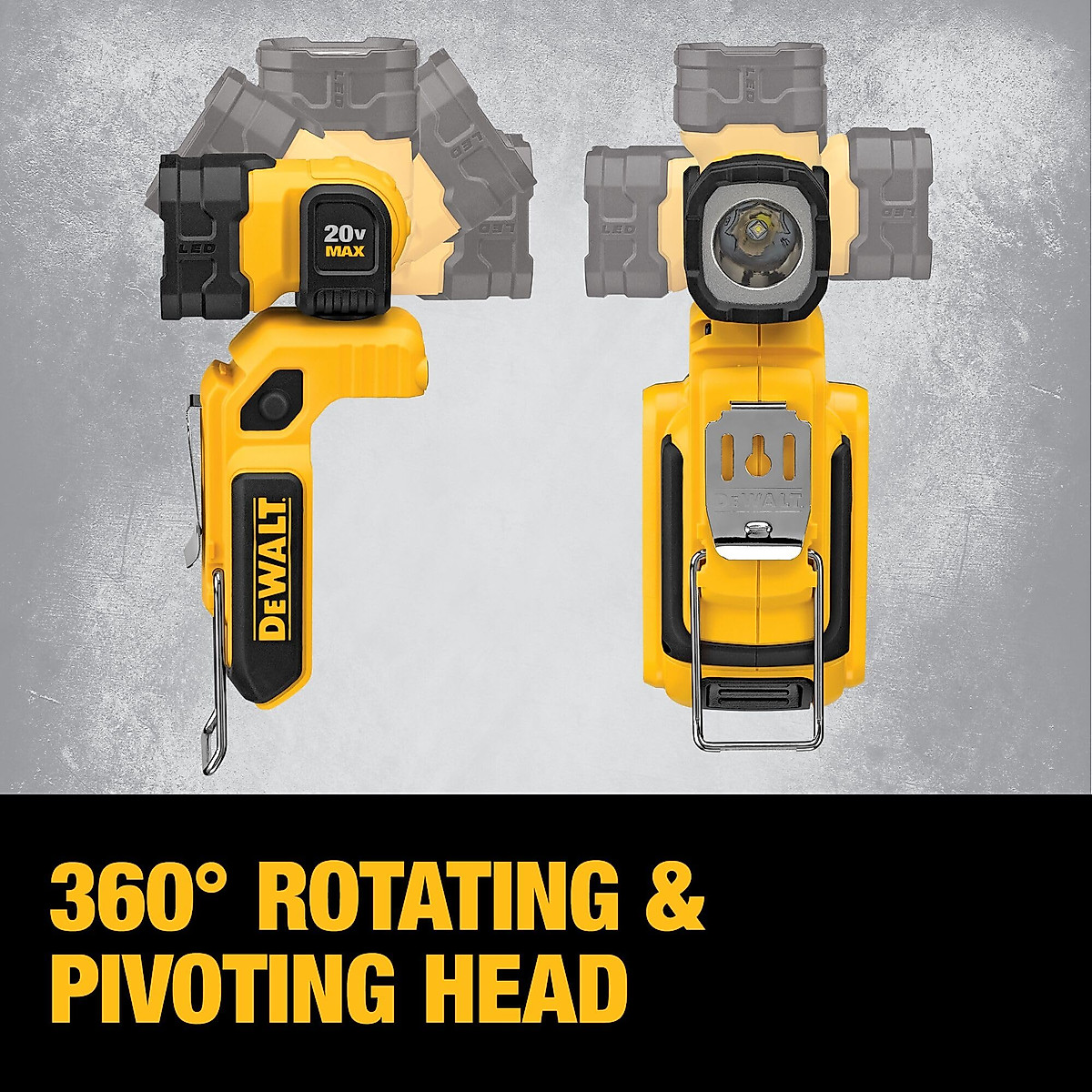DEWALT 20V MAX LED Work Light, Magnetic, Freestanding and Clip-On, Bare Tool Only (DCL044)