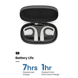 Cleer Audio ARC Open-Ear True Wireless Headphones with Touch Controls, Long-Lasting Battery Life, Touch Control, and Powerful Audio for Music, Podcasts, and More (Light Grey)