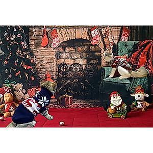 CooShou 3Pcs Christmas Dog Sweater Costume Xmas Cat Knitwear Clothes Navy Blue White and Christmas Red Sweaters with Reindeers Snowflakes Pattern for Kitten Cat Puppy Dog XS