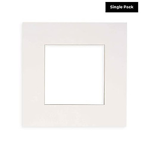 6x6 Mat Bevel Cut for 3x3 Photos - Precut White Square Shaped Photo Mat Board Opening - Acid Free Matte to Protect Your Pictures - Bevel Cut for Family Photos, Pack of 1 Matboard