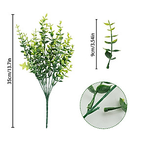 Dehoxara Artificial Boxwood 6 Bundles, Artificial Greenery Stems Fake Outdoor Plants UV Resistant No Fade Desk Plant for Home Office Bathroom Garden Porch Hanging Planter Window Box Decorating