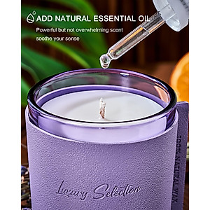 M&SENSE Lavender Spa Soy Candles for Home Scented, Stress Relief Aromatherapy Candles for Meditation Spa Yoga, Leather Wrapped Luxury Candle Gifts for Women,40 Hours Long Lasting, 7.4oz