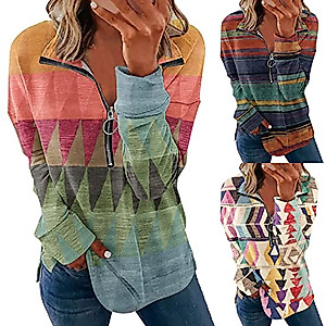 Fall Clothes for Women 2023, Prime Deals of The Day Today Only Crew Neck Sweatshirts Women, Womens Casual Long Sleeve Tops Zip Up Lapel Sweatshirts Solid Color Workout Tops Blouse